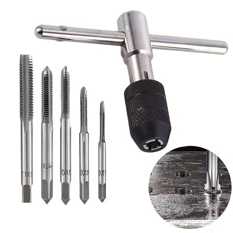 🌟6pcs🌟M6-M12 Adjustable T-Handle screw Tap Holder Wrench Machine Screw ...