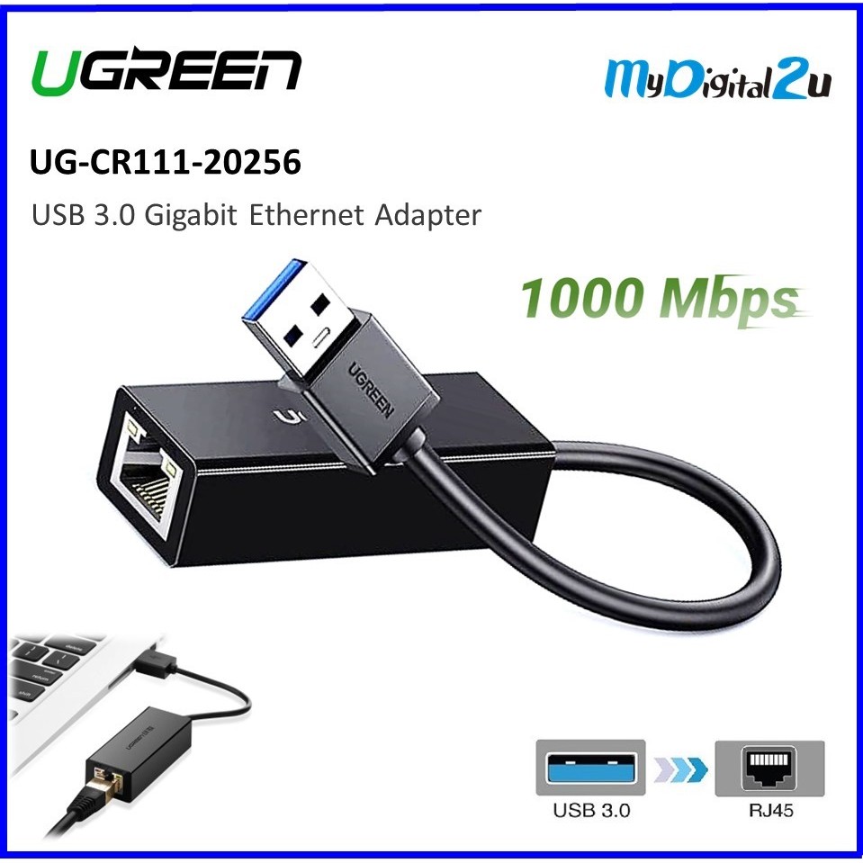 UGREEN *UG-CR111-20256 USB A 3.0 to Gigabit Ethernet Adapter | Shopee ...