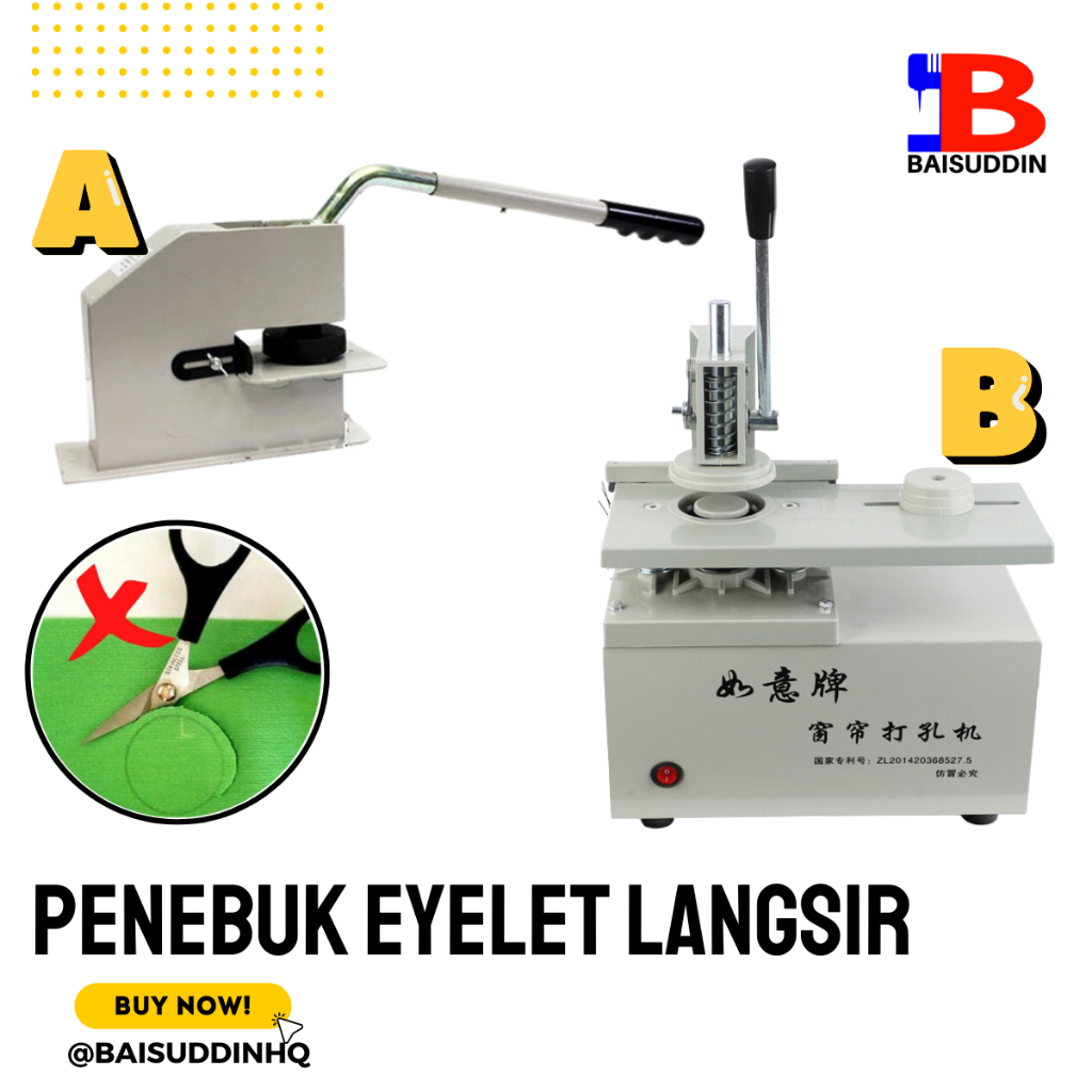 Mesin Penebuk Lubang Eyelet Langsir/ Curtain Eyelet Puncher Machine ...