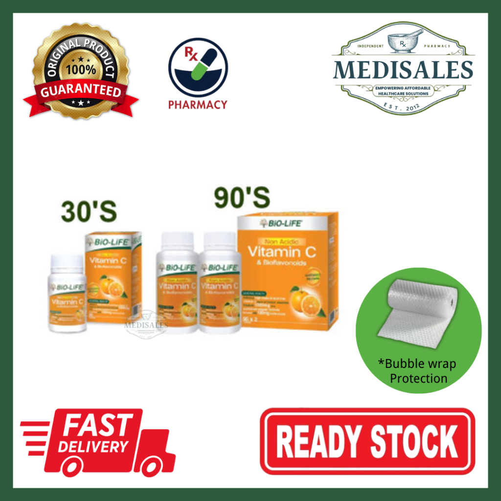 BIO-LIFE NON ACIDIC VITAMIN C & BIOFLAVONOIDS TAB 30'S | 90'S (BIOLIFE ...