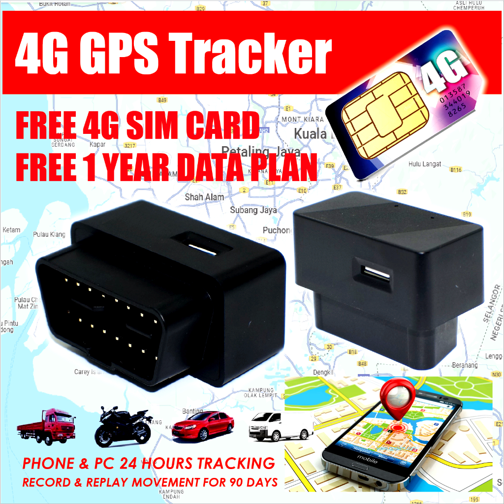 GPS TRACKER OBD PLUG AND PLAY EASY INSTALLATION & FREE SIM CARD 1 YEAR ...