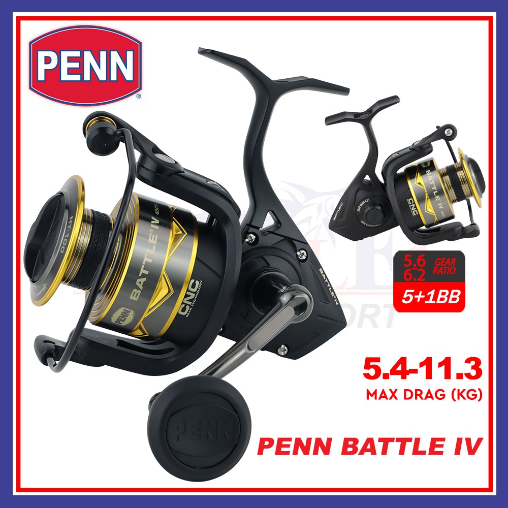 PENN Battle IV Spinning Fishing Reel Mesin Pancing Saltwater (Maxdrag 5.4kg-11.3kg) 5+1BB Metal ...