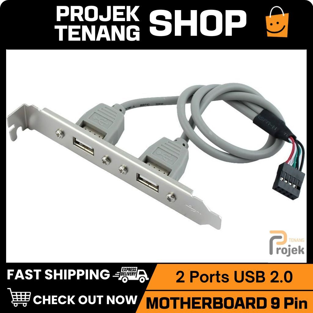 2 Ports USB 2.0 Header Port Slot Plate Adapter Panel Cable Female Screw to Motherboard 9 Pin ...
