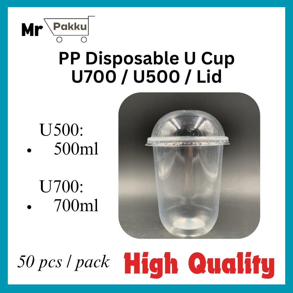 Harga Murah U500/U700 Premium Clear Plastic Cup (50pcs) /Lid/ Boba Milk ...