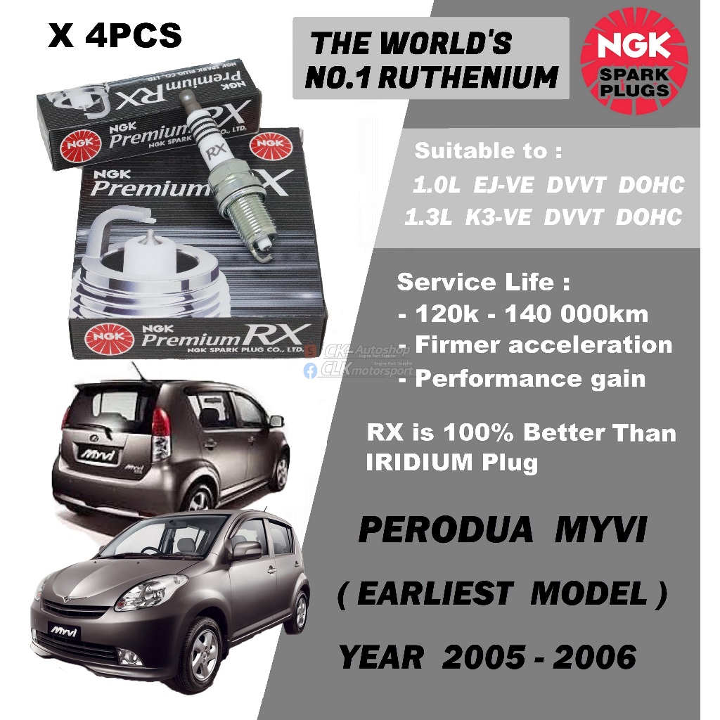 NGK Premium RX Spark Plug - Perodua Myvi 1st Gen Early Model 1.0L EJVE ...