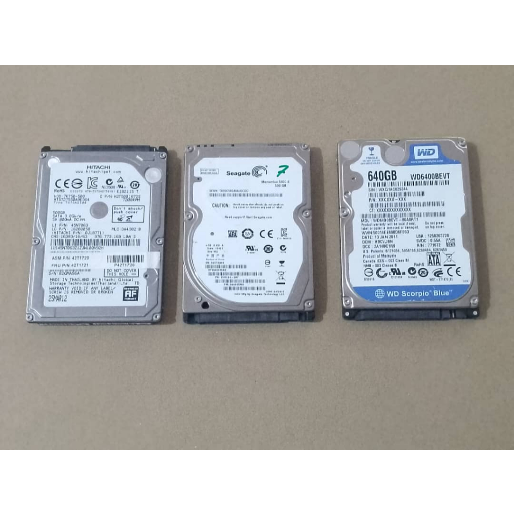 WD SCORPIO BLUE,HDD 640 GB,WD6400BEVT,HITACHI HDD 500/320 GB,HTS727550A9E364,SEAGATE HDD 500 GB ...