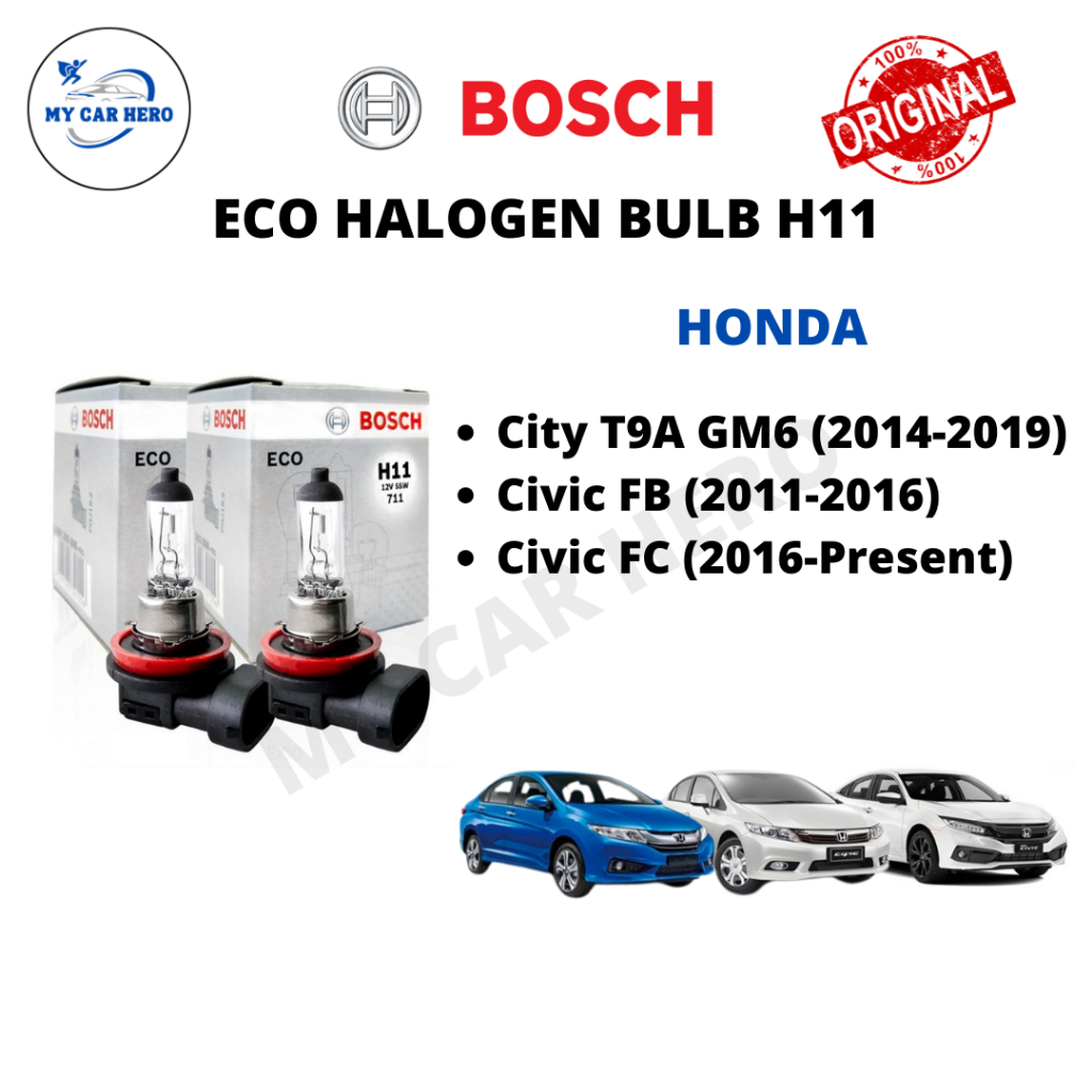 BOSCH Eco H11 Halogen Low Beam Headlamp Bulb 12V 55W H11 Bulb for Honda ...