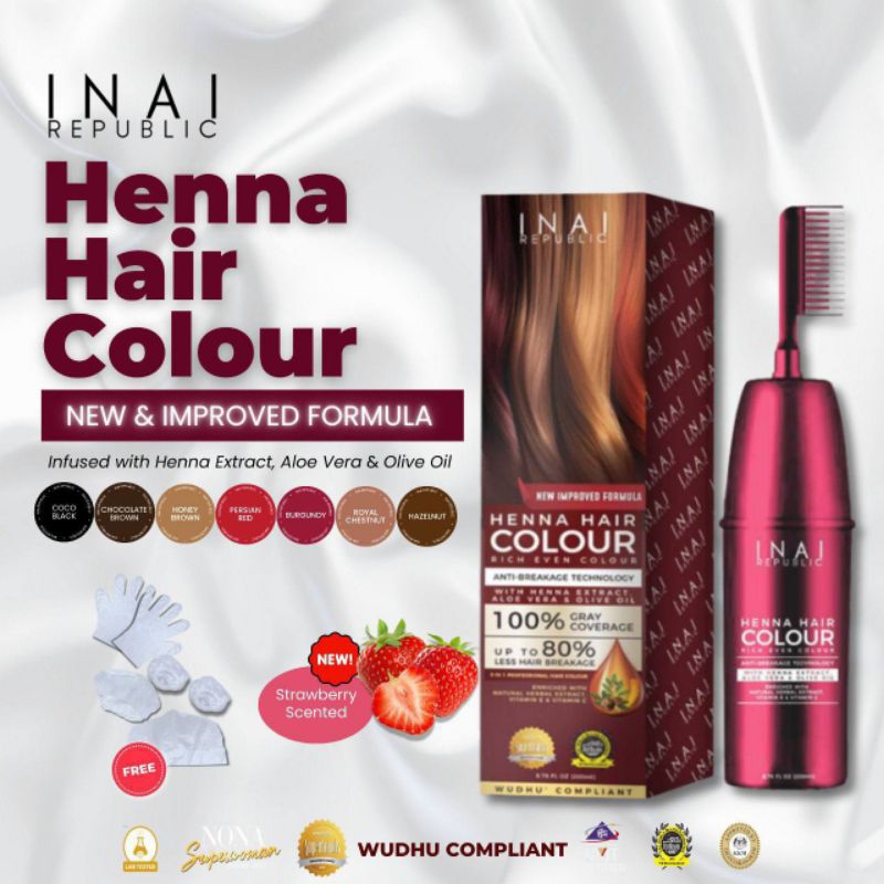 INAI PEWARNA RAMBUT HALAL - HENNA HAIR COLOUR 5 IN 1 INAI REPUBLIC (8 ...