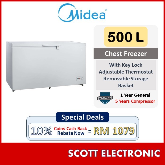 (Delivery by Seller Kedah & Penang) Midea 500L Chest Freezer Peti Beku ...