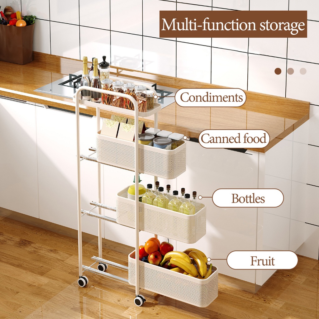 GSlife Withdrawable Pull Out Rack Kitchen Trolley Narrow Fridge Side ...