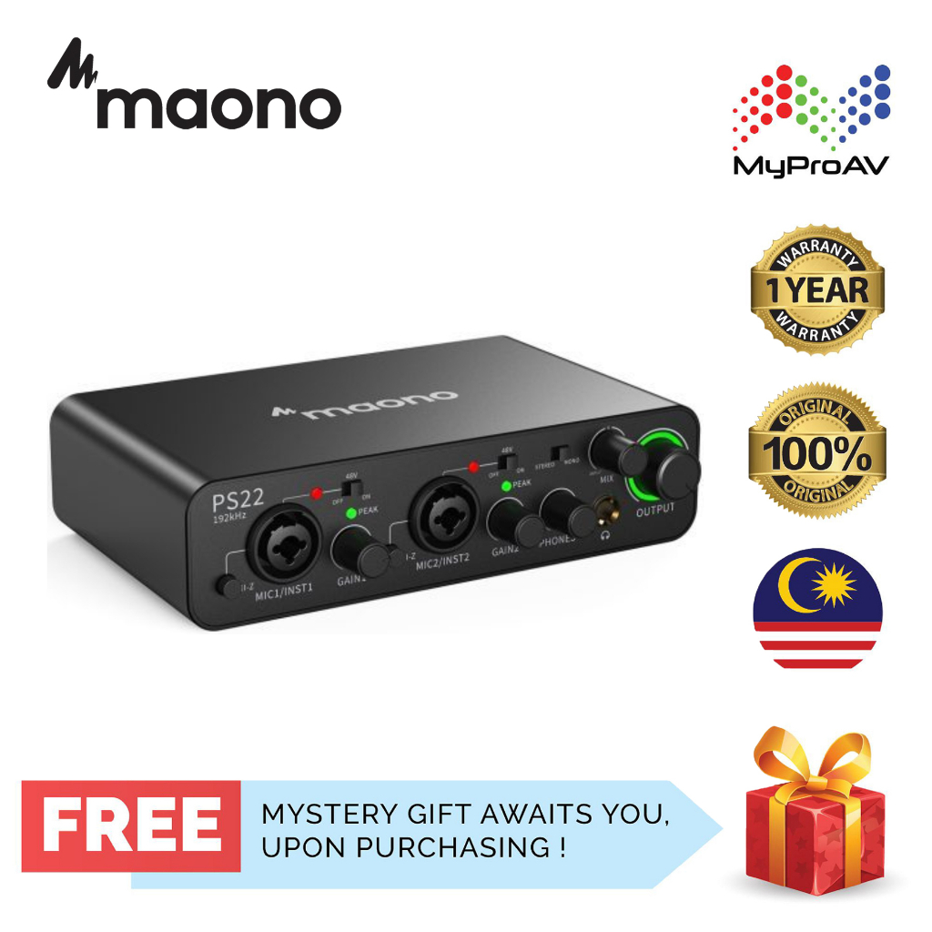 MAONO PS22 Audio Interface for Recording, Music Production, Guitar ...