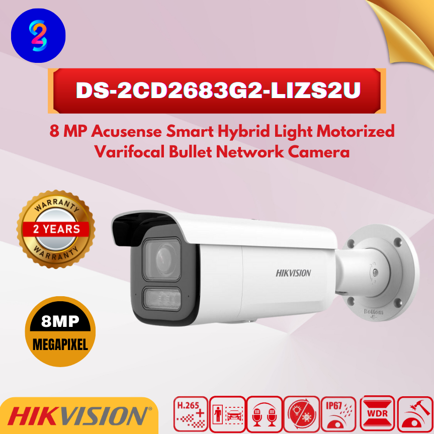 【Ready Stock】HIKVISION DS-2CD2683G2-LIZS2U 8MP Acusense Smart Hybrid Light Motorized Varifocal ...