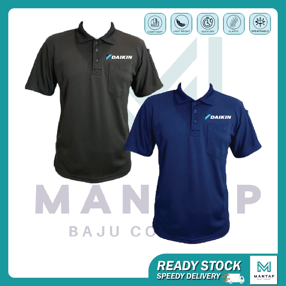 DAIKIN WORK UNIFORM BAJU KERJA COLLAR POLO TEE PLAIN FRONT POCKET PEN ...