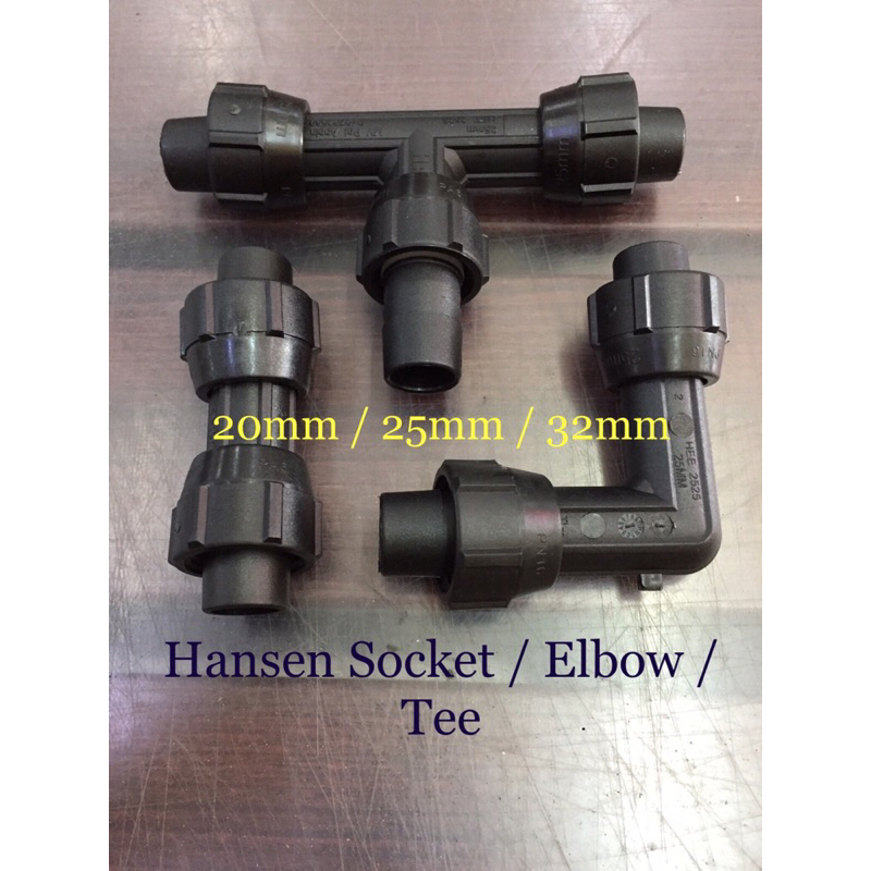 Hansen Socket / Elbow / Tee HDPE Pipe Fitting Penyambung Pipe Hansen Fitting HDPE connector PE ...
