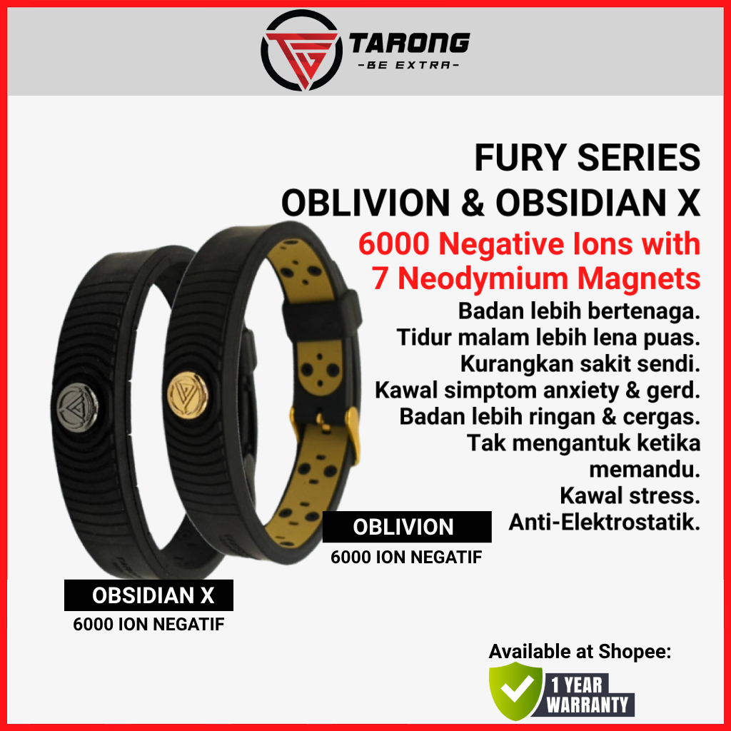 Tarong Fury Energy Bracelet Original HQ Gelang Tenaga Tarung Magnet Kesihatan Ion Negatif Man ...