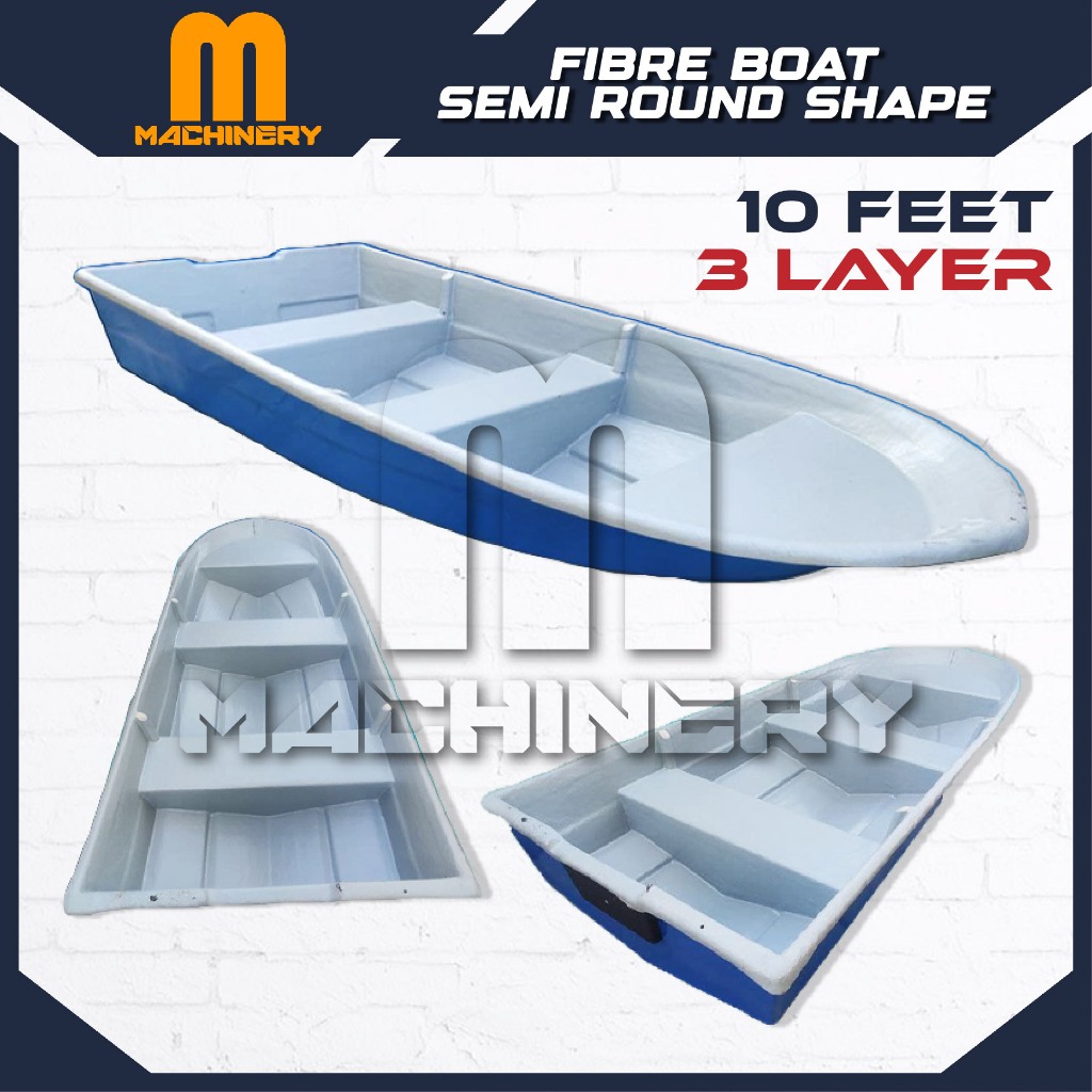M.Machinery 10 Feet 3 Layer Fibre Boat Semi Round Shape (Random Color ...
