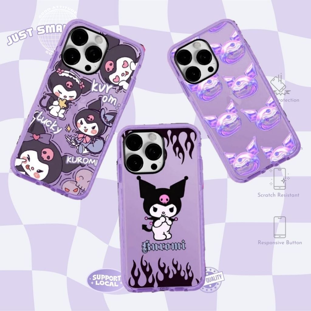 KUROMI CUTE CARTOON IMD Bumper Clear Case Neon Casing iP 16 PRO MAX 15 ...