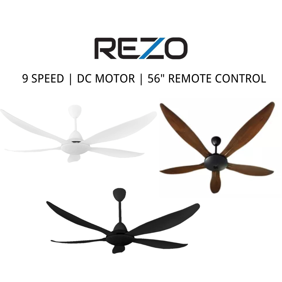 Rezo Ceiling Fan 56''DC Motor 5 Blades 9-Speed Remote Control Ceiling ...