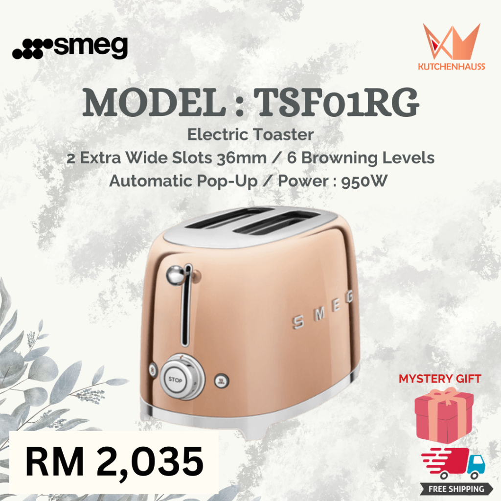 SMEG Toaster 50's Style TSF01RGEU Rose Gold FOC Mystery Gift / Mesin ...