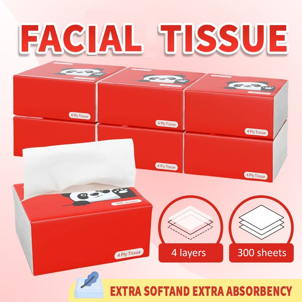 4 Ply Red Panda Tissue 300 Sheets Premium Strong Tissue Extra Soft ...