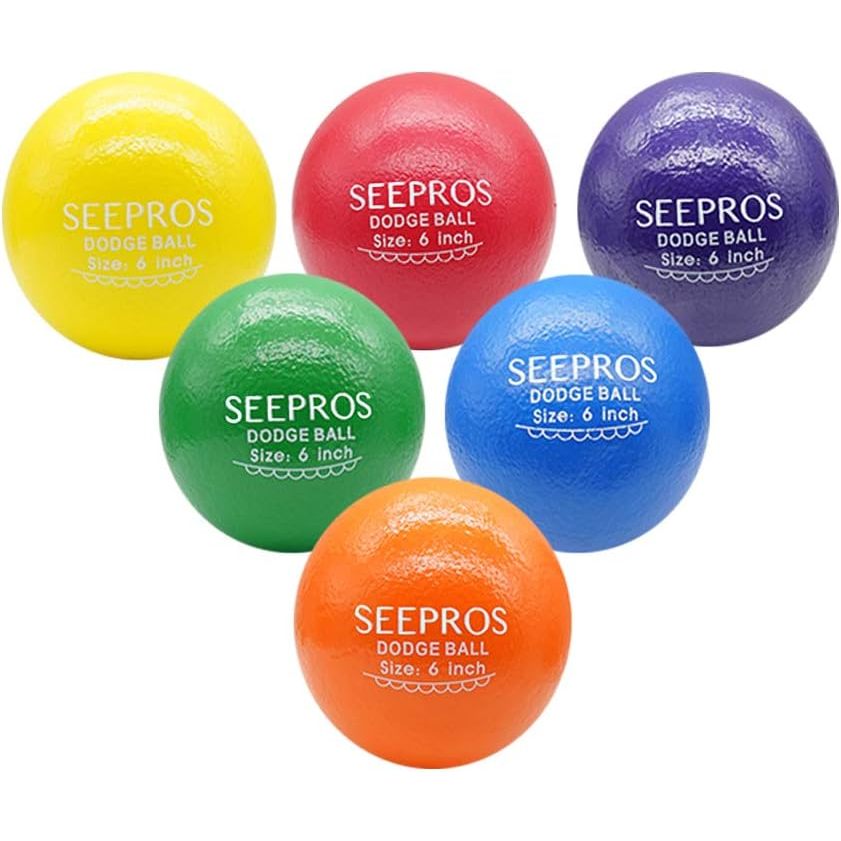 SEEPROS Foam Dodgeball Set 6 Inch - Soft Skin, Low Bounce, Set of 6 ...