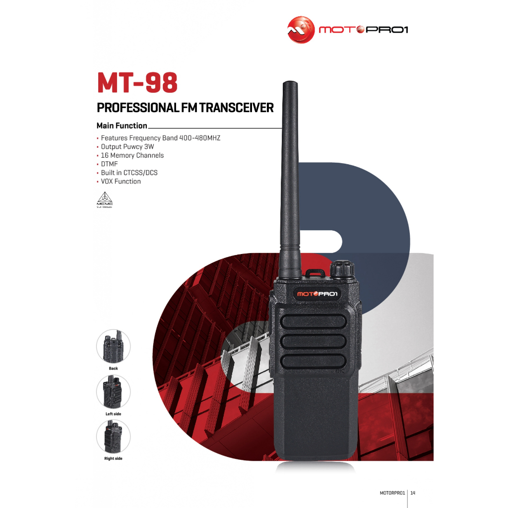 MOTOPRO1 Walkie Talkie Sirim Approved MT-98 (Original) | Shopee Malaysia