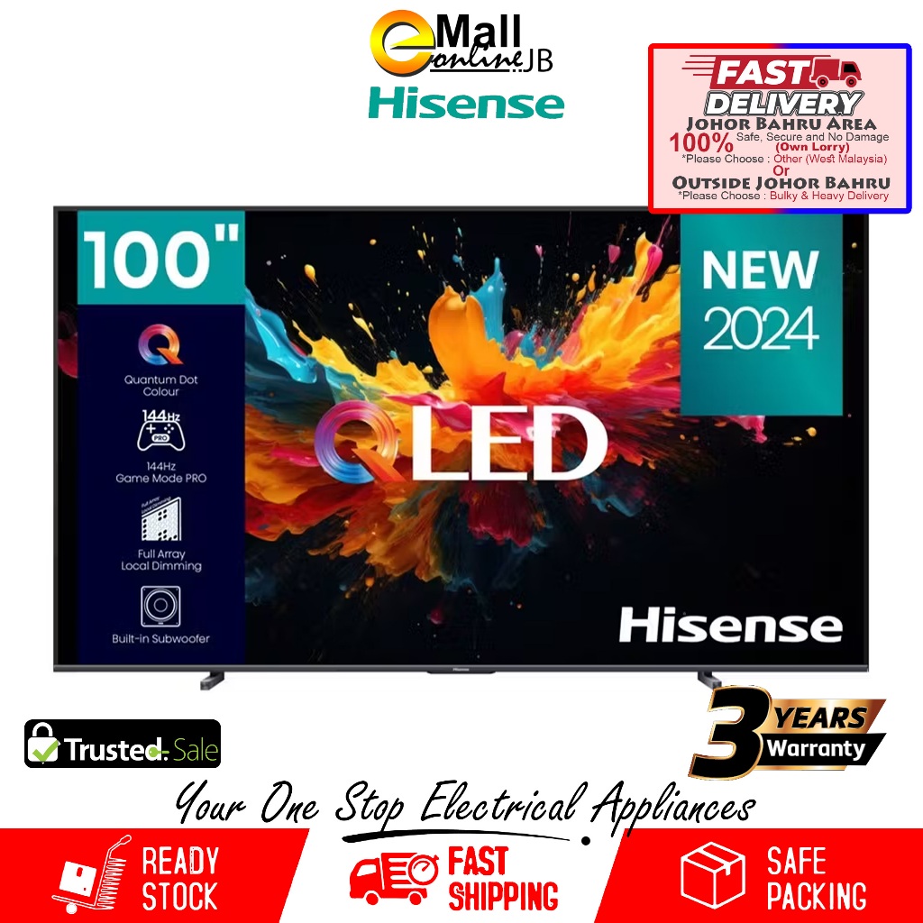 Hisense 100" 4K QLED TV Q7N Series 144Hz Mini LED 100Q7N Built In Smart TV Television | Shopee ...