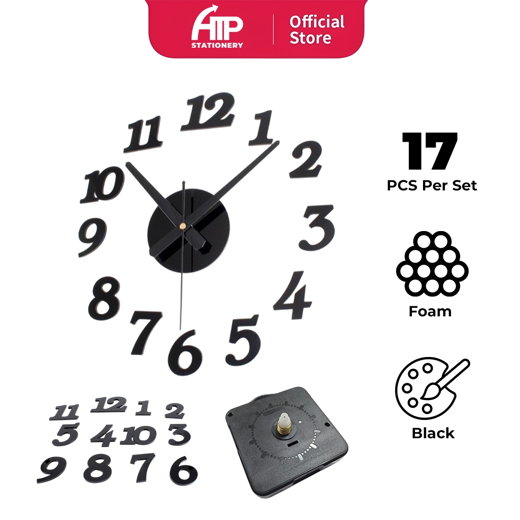 DIY 3D Clock Digital Wall Clock Self-Adhesive Numbers Clock Home Office ...