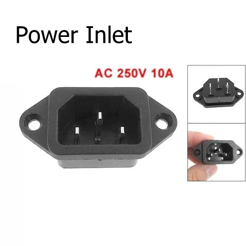 Male 3 Pin Plug Panel Power Inlet Sockets Connectors AC 250V 10A dc 48v ...