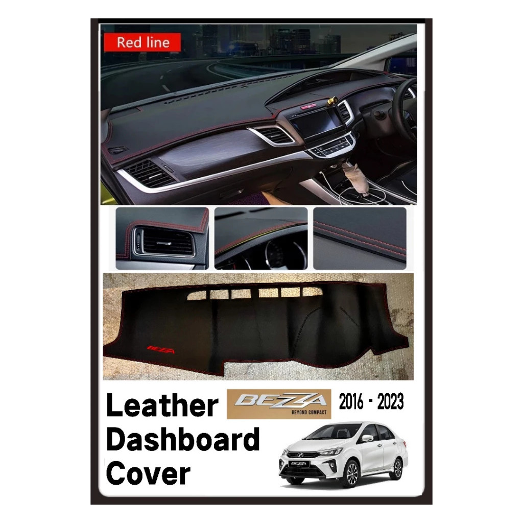 PERODUA BEZZA 2016-2024 Car Leather Dash Mat Dashboard Cover - Red Line ...