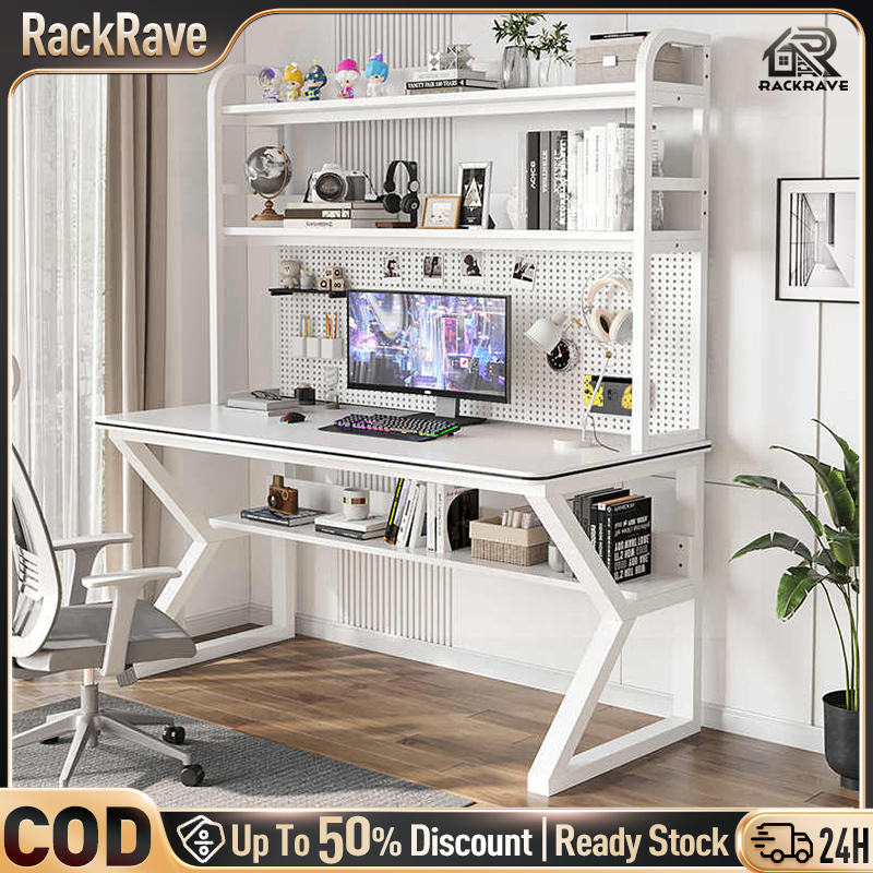 💥RR-Computer Desk With Bookshelf Gaming Table With Storage Rack ...
