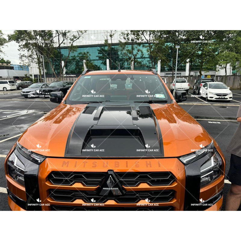 Mitsubishi Triton 2025 Front Bonnet Scoop V4 Matt Black | Shopee Malaysia