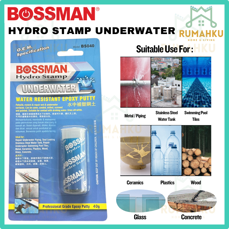 RMK Bossman Hydro Stamp Underwater Epoxy Putty Water Resistant Knead ...