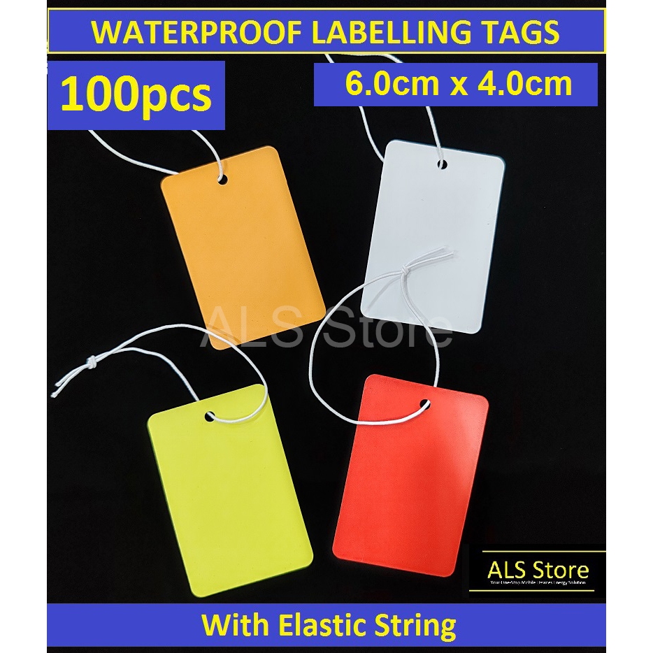 100Pcs Waterproof Label Price Tags Tag Harga with Elastic String for ...