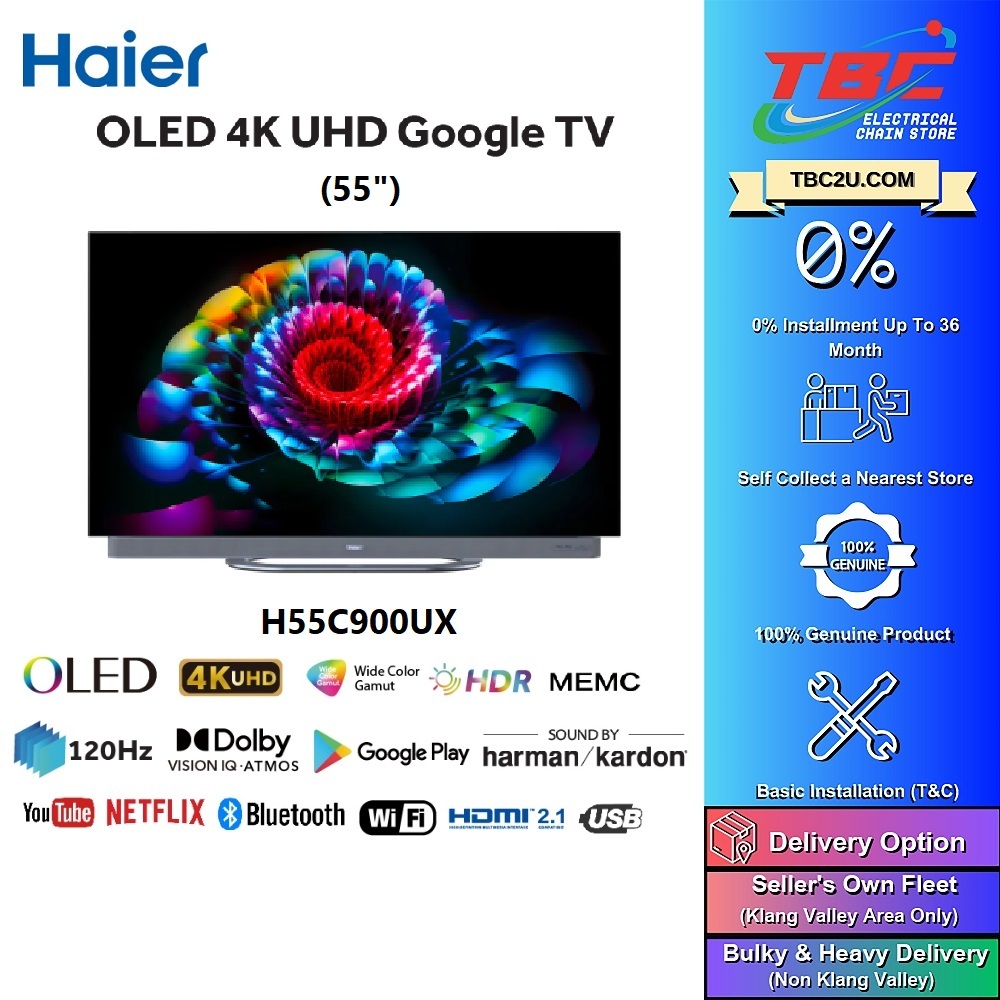 Haier (55-65") OLED Google TV With Harman Kardon Dolby Atmos Dolby Vision H55C900UX | H65C900UX ...