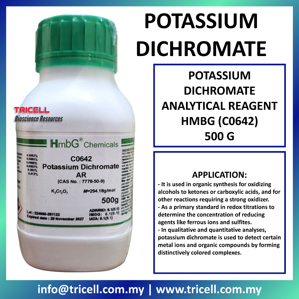 POTASSIUM DICHROMATE, ANALYTICAL REAGENT, 500 G | Shopee Malaysia