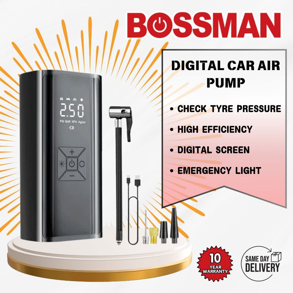 BOSSMAN Cordless Air Pump Portable Inflator for Car Mini Wireless Air ...
