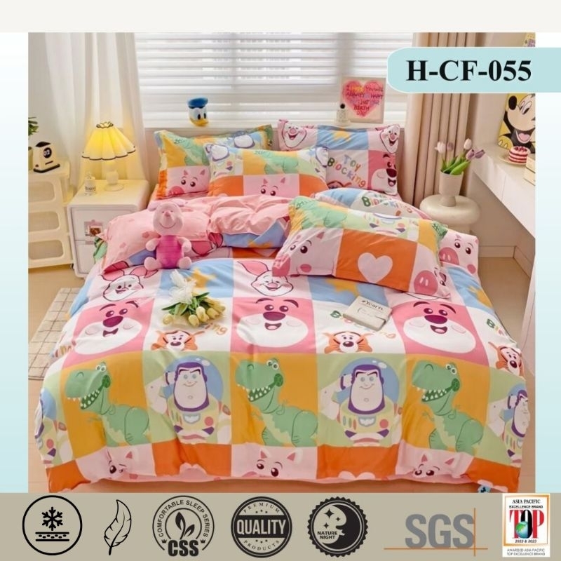 DREAMLUX Cartoon Bedsheet 1200Tc Cotton 5in1 Bedsheet With Comforter ...