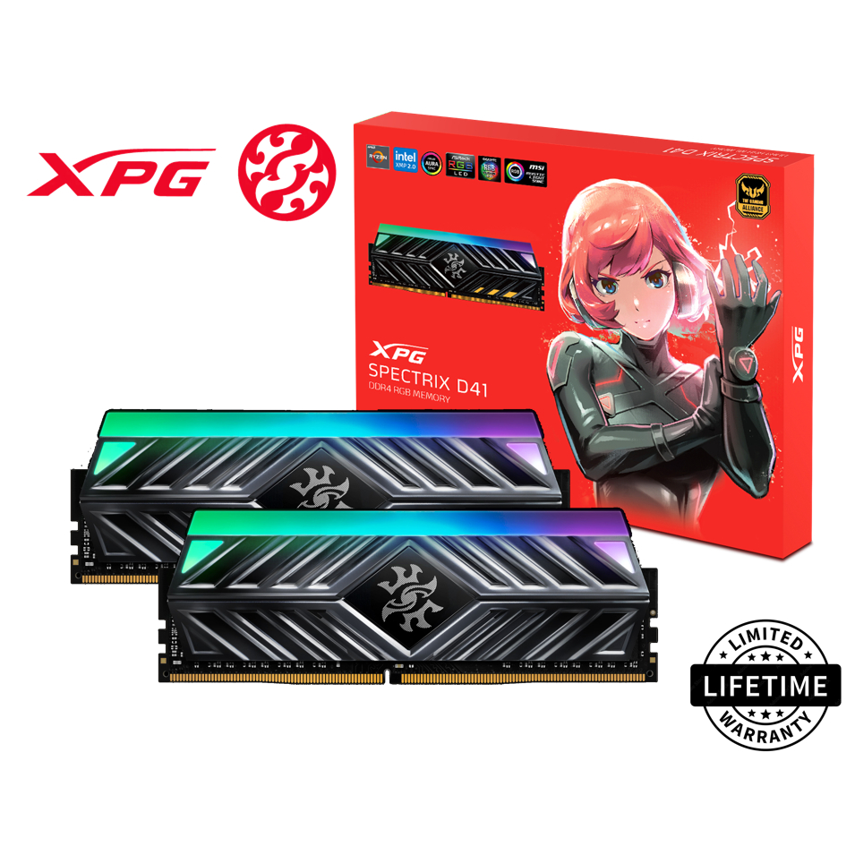 Adata XPG SPECTRIX D41 RGB DDR4 3200Mhz 16GB (2x8GB) Desktop Memory RAM ...