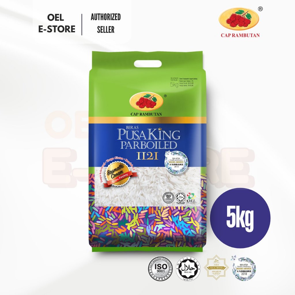 5kg Cap Rambutan Pusa King 1121 Parboiled Rice | Shopee Malaysia