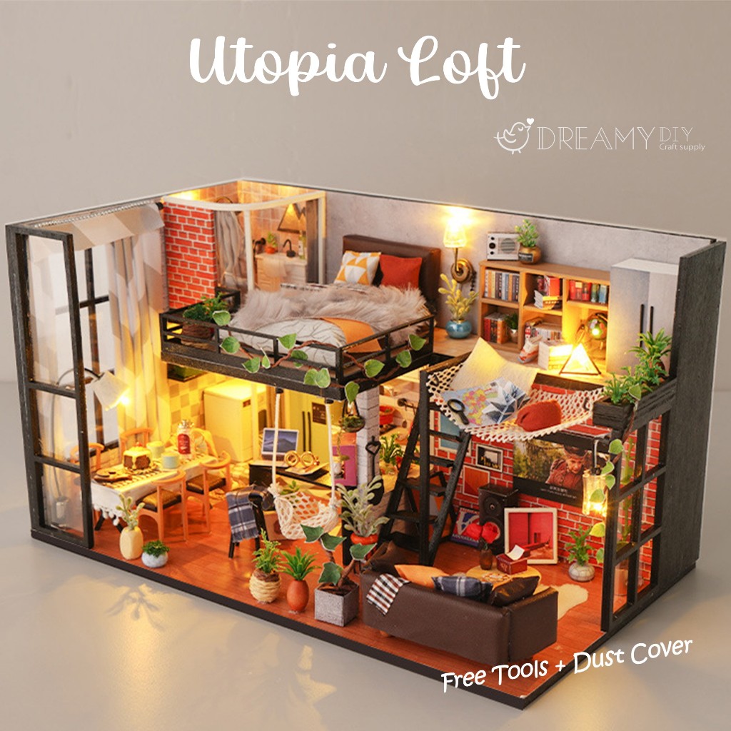 READY STOCK🌸DIY Miniature Double Storey Utopia Vintage House Dollhouse ...