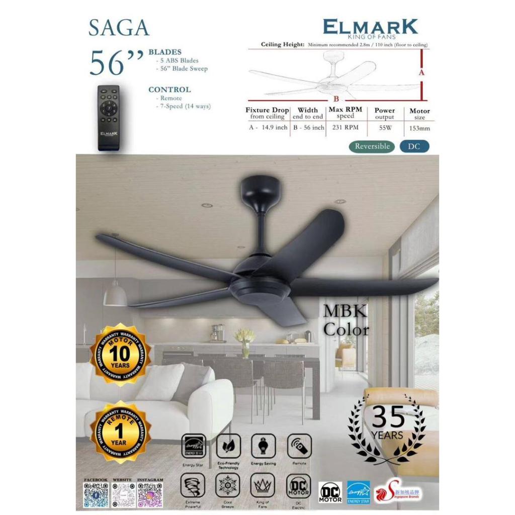 ELMARK SAGA REMOTE CONTROL CEILING FAN 56'' (7SPEED) ANGIN KUAT /ELMARK ...