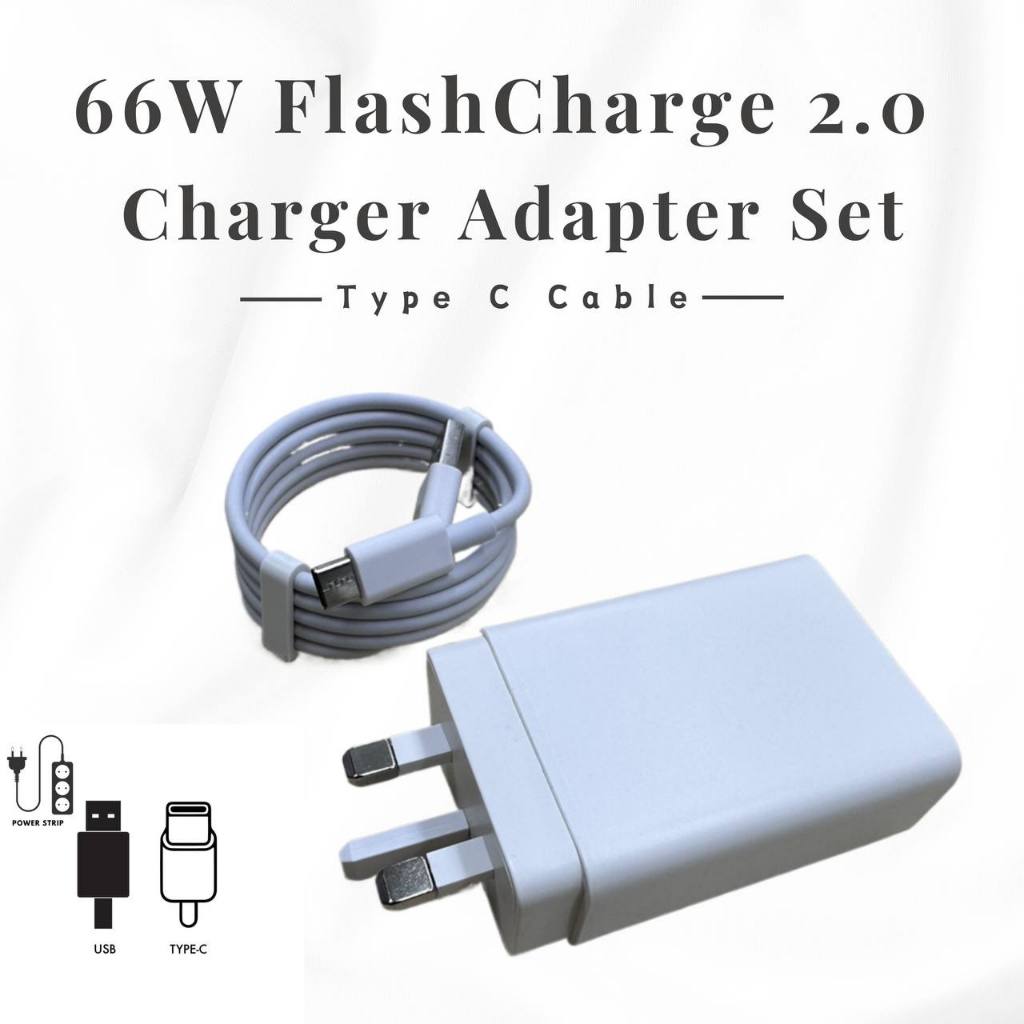 66W Fast Charger Flash Charge Adapter With Type-C Cable For V20 V21 V23 ...