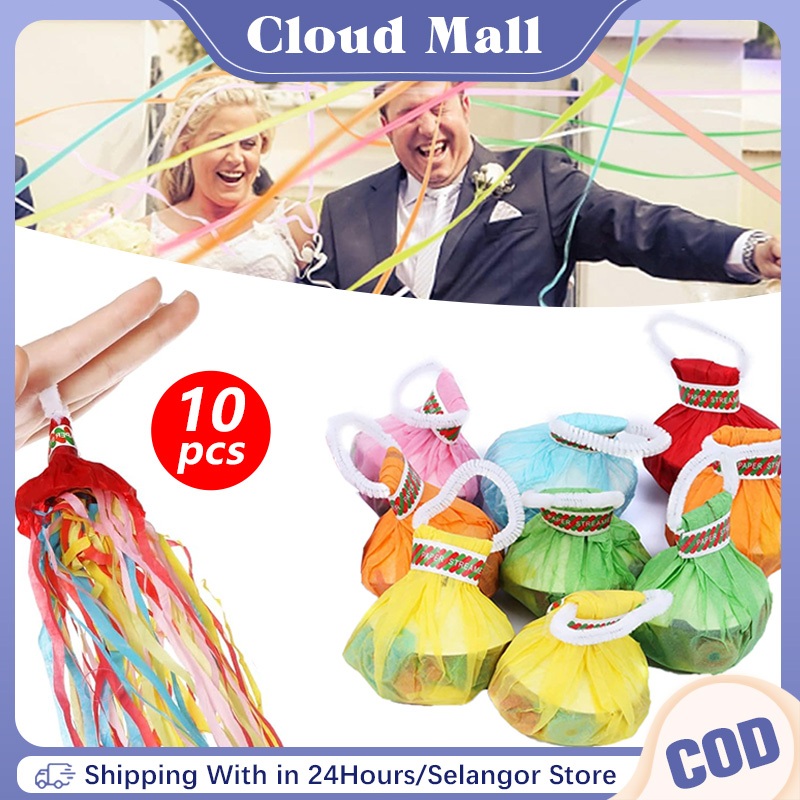 10Pcs Colorful No Mess Confetti No Mess Streamers Ribbon Throw ...