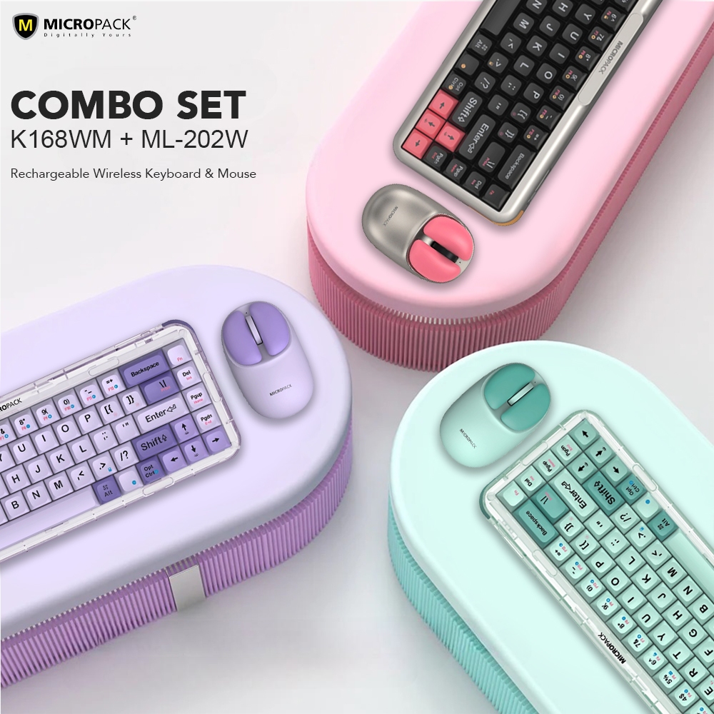 MICROPACK K-168WM + ML-202W Combo Rechargeable 2.4G Bluetooth Wireless ...