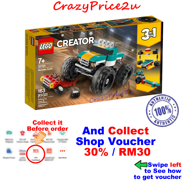 LEGO 31101 Creator 3in1 Monster Truck - Hadiah Hari Jadi Birthday Gift ...