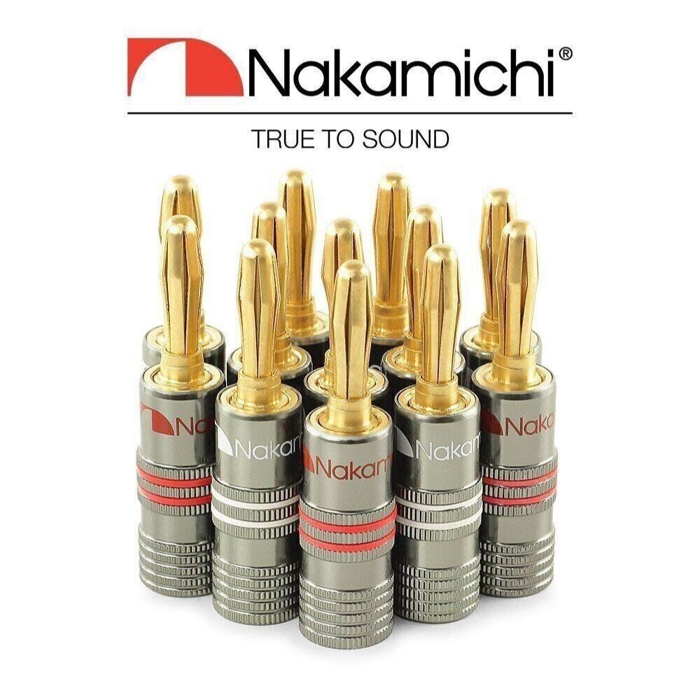 [24&36&48Pcs] Nakamichi Ultimate 24K Gold Plated Beryllium Red Copper Banana Plug 12-18 AWG 4mm ...