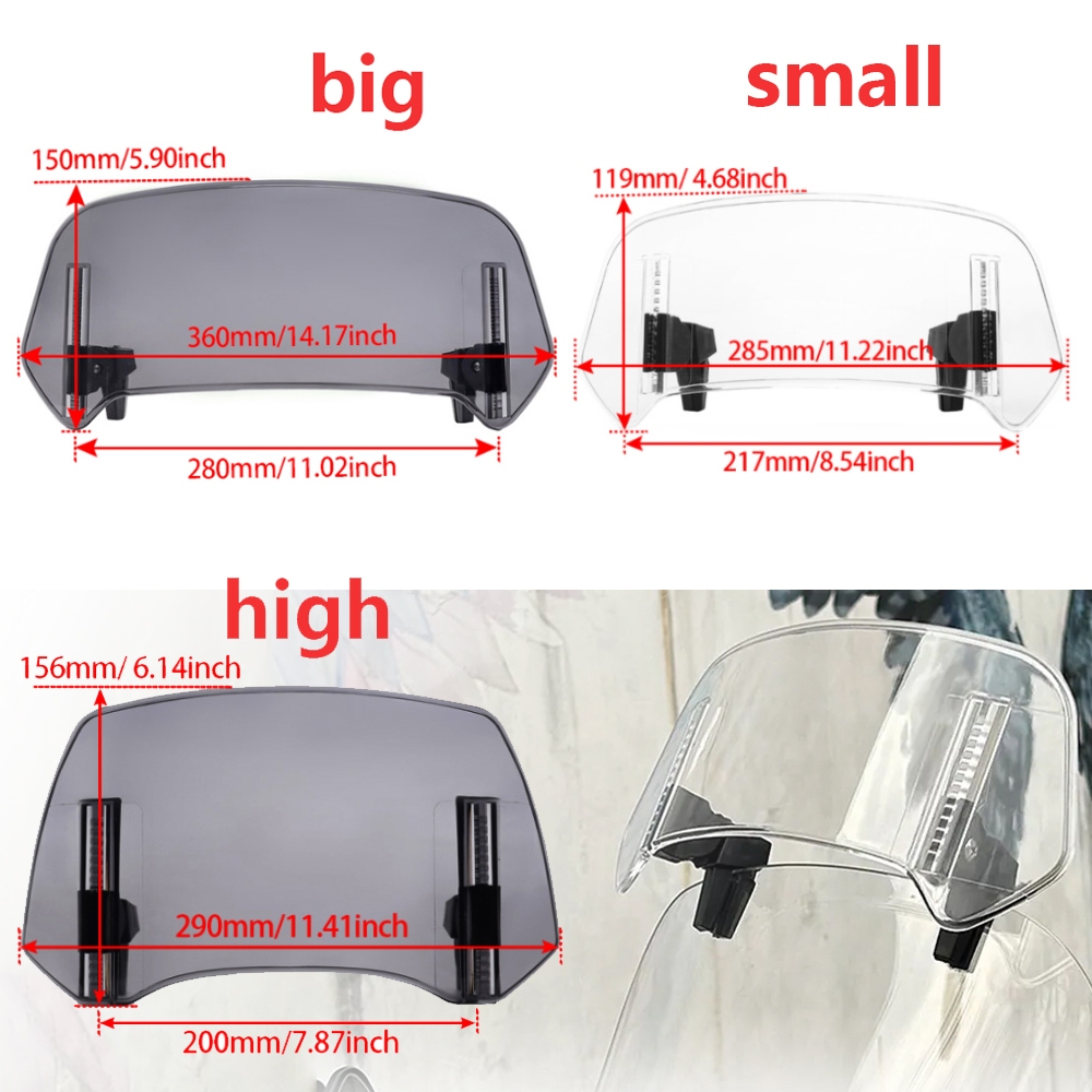 Universal Motorcycle Windshield Extension Adjustable Spoiler Clamp-On ...