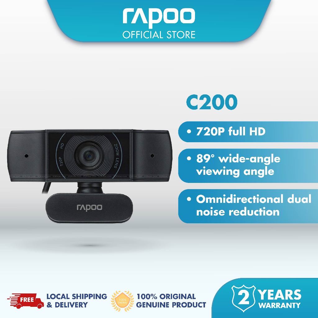 Rapoo C200 Full HD Webcam 720P With Microphone USB Interface | Shopee ...