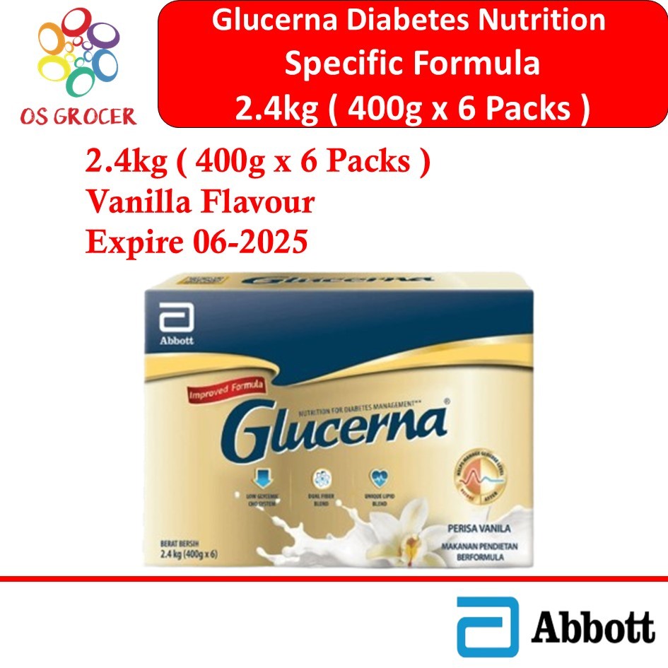 Abbott Glucerna Diabetes Specific Formula Vanilla Flavour 2.4kg ( 400g ...